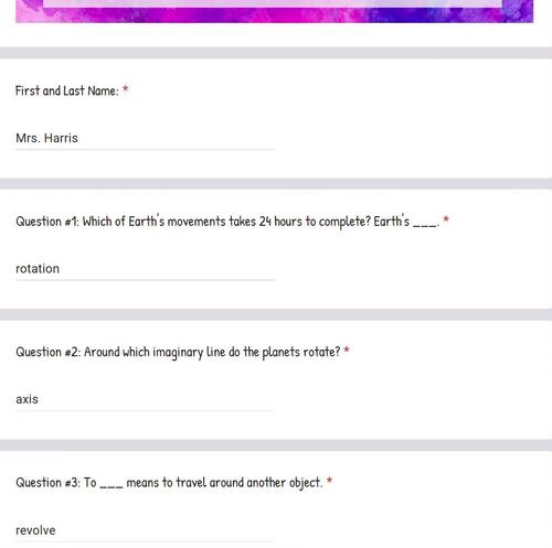 Space Review Escape Room (Google Forms) Objects, Orbits, Movements