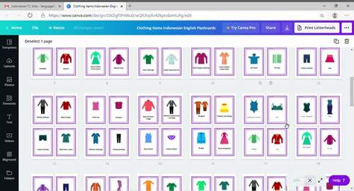 CLOTHES Indonesian English Vocabulary Flashcards | Clothing Items (40 ...