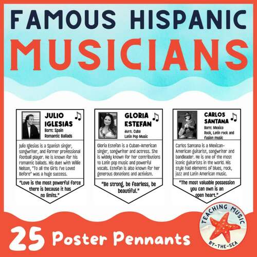 Famous Hispanic Musicians Pennants - Hispanic Heritage Month Posters Decor