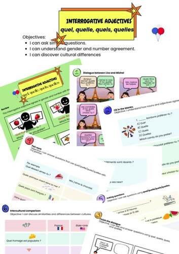 FRENCH Interrogative adjectives quel, quelle, quels, quelles review ...