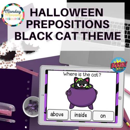 Halloween Language Prepositions Black Cat Themed Boom Cards™ Vocabulary ...