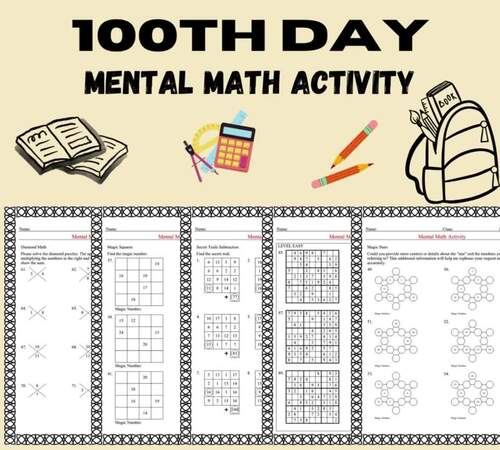 100th Day of School Math Worksheets | Mental Math Activities With ...
