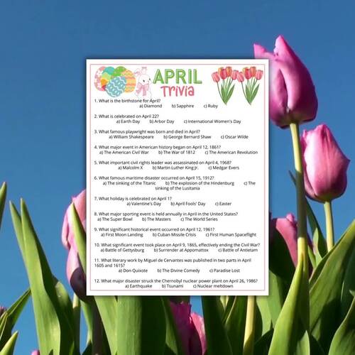 April Trivia,Spring Game for kids, teens, teachers,Spring Season Filler ...