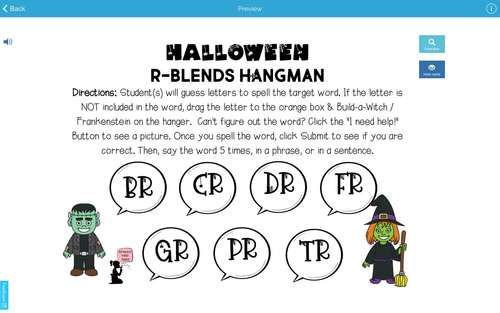 Halloween Articulation BOOM Cards™ - R Blends - Hangman Game | TpT