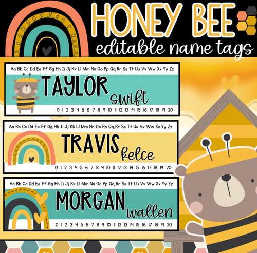 Boho Honey Bees EDITABLE Classroom Decor | EDITABLE Name Labels Tags