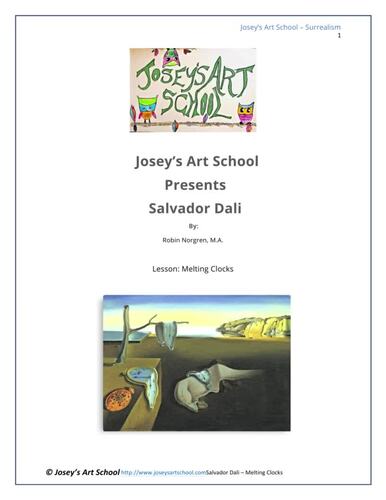 Salvador Dali Art lesson with Writing Activity Melting Clocks ...