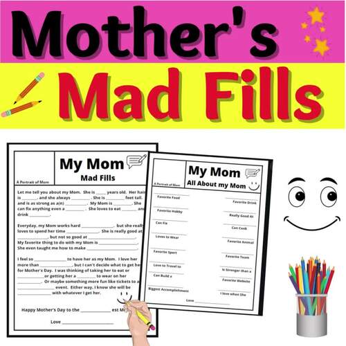 Mothers Day Activity Mad Fills Mom Writing Letter Note No Prep Fun Friday
