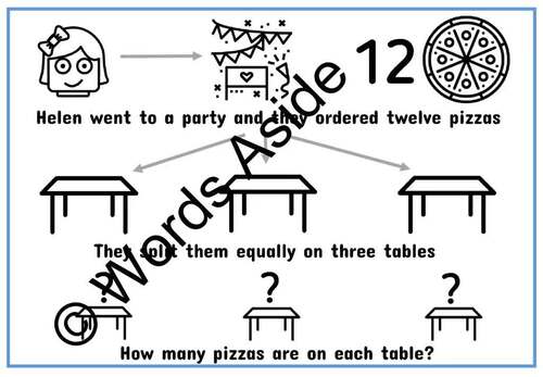 AAC Math Visual Aids Adapted Division Word Problem by Words Aside
