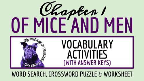 Of Mice and Men Chapter 1 Vocabulary Activities | Crossword Puzzle ...