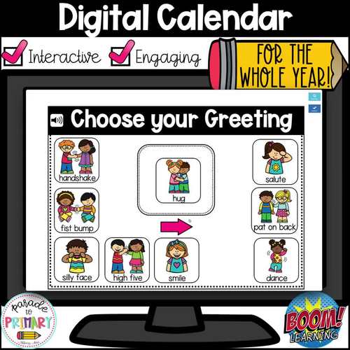 DIGITAL Calendar - Year Long - Circle Time - Distance Learning - Boom Cards