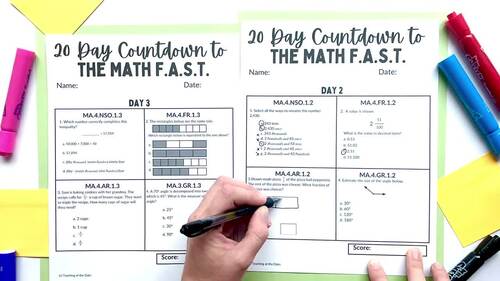 3rd, 4th, 5th Grade Florida B.E.S.T. Math Standards Spiral FAST Test ...