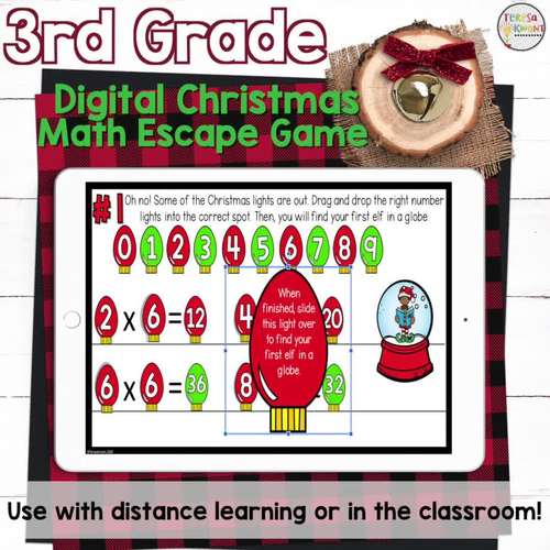 3rd Grade Christmas Math Digital Escape Room Breakout | Distance Learning