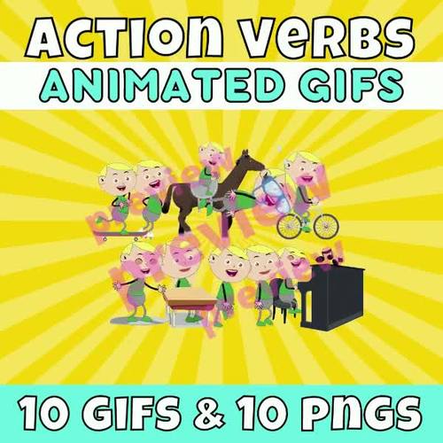 Action verbs - animated clipart Gifs pack 2 by Teachers Resource Store