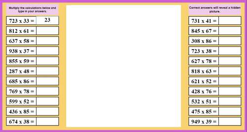 Digital Pixel Art NO PREP - Flowers Gnome 3-digit by 2-digit Multiplication