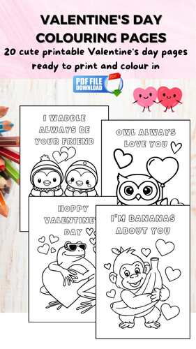 Valentine’s Day Coloring Pages, Cute Pun Valentines Sheets, Printable PDF,
