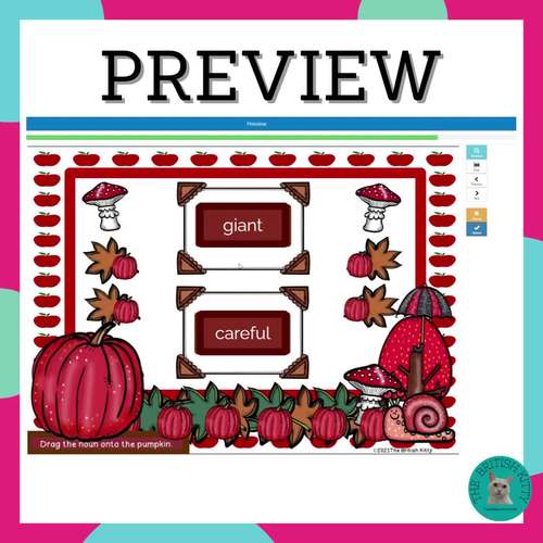 Fall Flair Nouns Verbs Adjectives Adverbs Boom Cards™ by The British Kitty