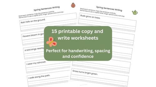 Sentence Writing Worksheets | Spring Activities | Handwriting Practice ...