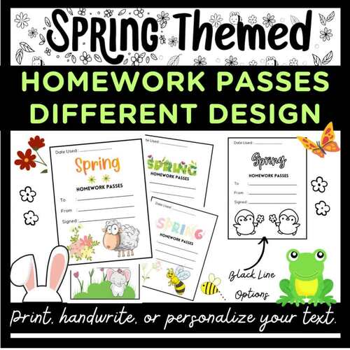 Editable Homework Pass | Spring Themed | before spring break Vol 1 by ...