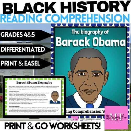 Barack Obama Biography Differentiated Grade 4 & 5 Comprehension Worksheets