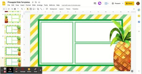 Pineapple Morning Message Slide Templates by A Teacher and her Cat