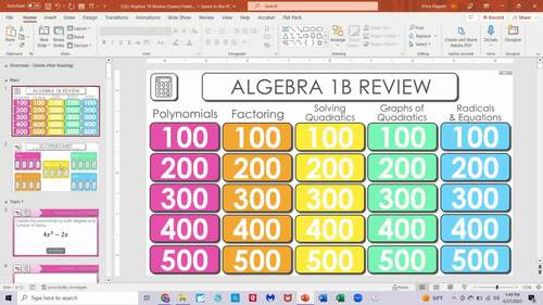 Algebra 1B End of Year Review Game by Erica Loves Math | TPT