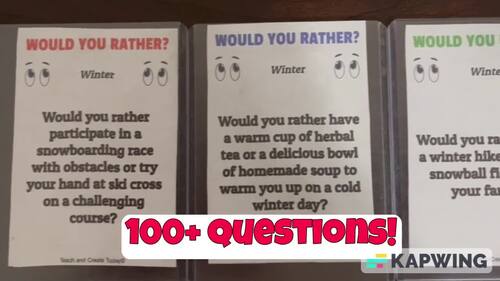 Would You Rather Cards for Winter Conversation Questions FREE SAMPLE