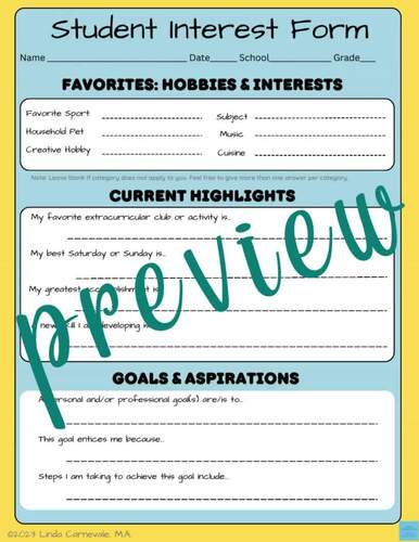 Student Interest Survey - College and Career, Middle-High School ...