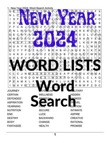New Year 2024 Word Search: Engaging Classroom Activity! digital ...