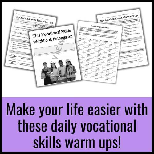 Vocational Skills Warm Ups Special Education Workbook Job Skills Bell ...