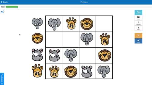 BOOM CARD Animal Sudoku OT Teletherapy Visual Perception by Play The OT Way