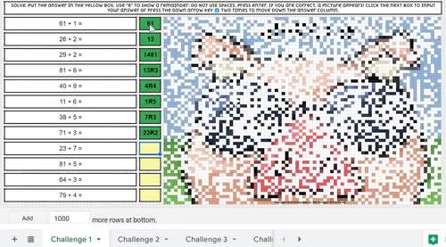 Division w/ Remainders Pixel Art Math Google Sheets | Editable | 5 Images