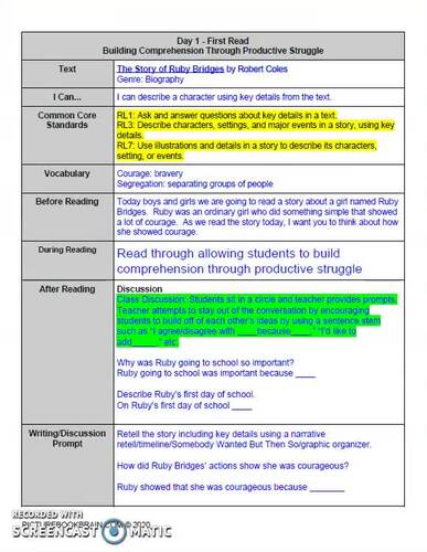 The Story of Ruby Bridges Lesson Plan, Google Activities & Dictation