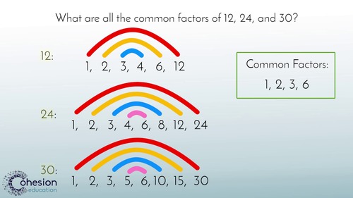 Identify Common Factors of Whole Numbers by Cohesion Education | TPT