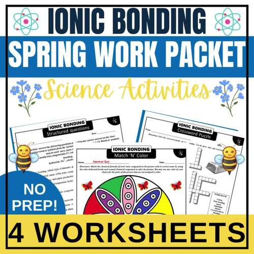 Ionic Bonding Chemistry Spring Work Packet|Spring Science Activities ...
