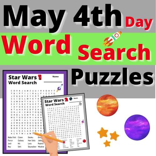May 4th Word Search Puzzles Names Terms Activity Star Wars Resource No Prep