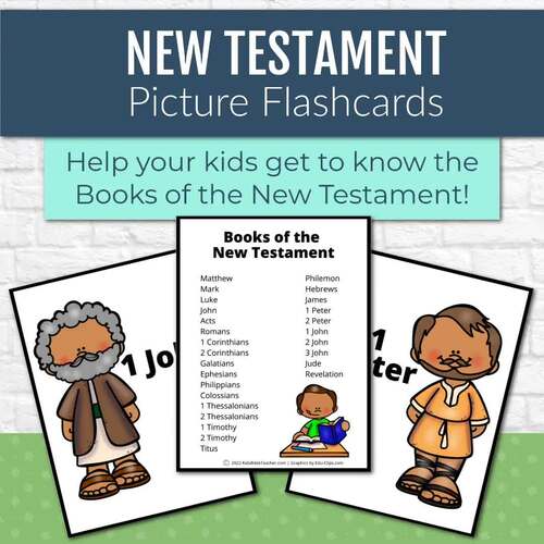 New Testament Books of the Bible Flashcards with Pictures by Kids Bible ...