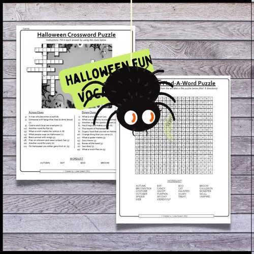 Halloween Vocabulary Puzzles Crosswords Word Searches Code Breakers Jumbles
