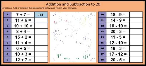 Halloween Pumpkin Bat Addition and Subtraction to 20 Pixel Art | TPT