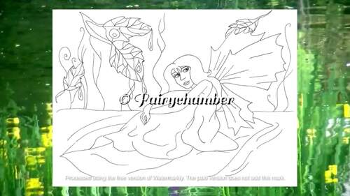 Graceful Fairy on a Lily Petal: Printable Coloring Fun! by Fairychamber