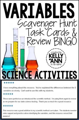 Science Variables Activities for Scientific Method by Created by Kelly Ann