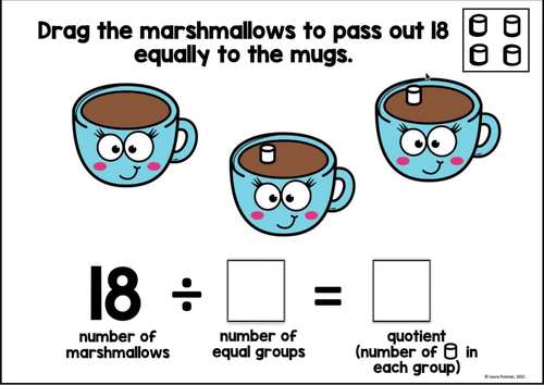 Winter Division with Equal Groups Math Boom Cards Digital Task Cards