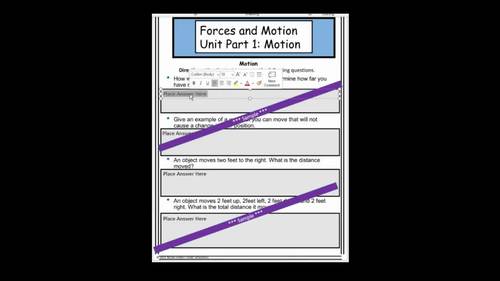 Forces and Motion Unit Part 1 Motion by Foster Scholastics | TPT