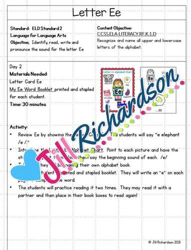 ESL Phonics Letter E The Science of Reading Preschool Kindergarten ...