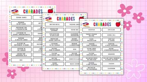 108 charades cards Back to School Classroom Games Activities For Kids ...