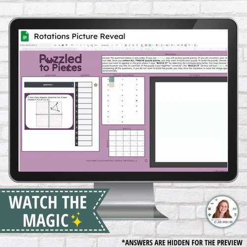 Geometric Rotations Self-Checking Activity for 8th Grade Math | TPT