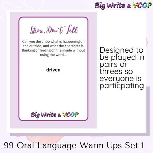 99 Oral Language Warm-Ups Set 1 by Sammy - Your VCOP Writing Coach
