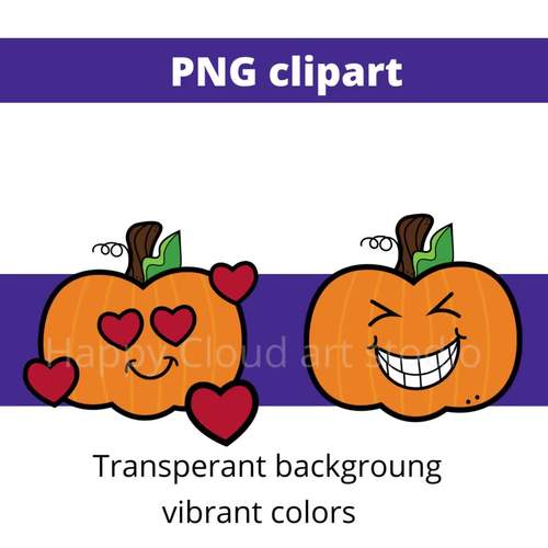Pumpkin faces clipart {fall clipart} Happy cloud clipart | TPT