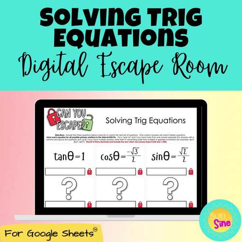 Solving Trig Equations DIGITAL Escape Room by Sun Sine | TPT