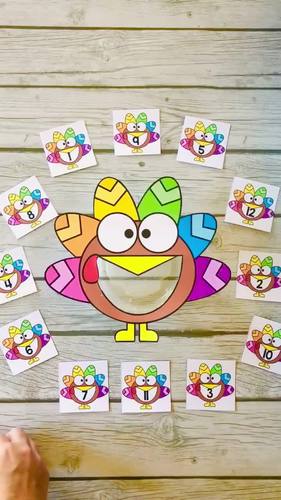 Feed the Turkey Counting & Number Recognition Activity Tasks 1 - 20
