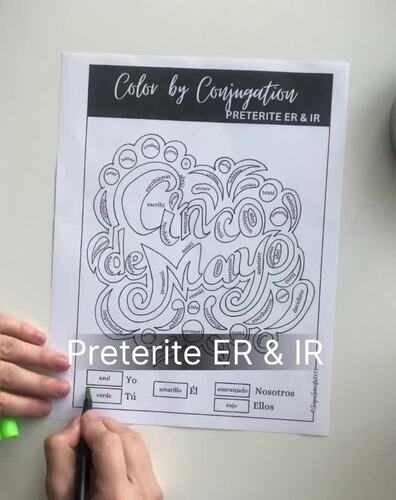 Cinco de Mayo Color By Conjugation Preterite ER & IR by SinginSenorita
